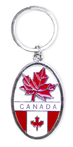 Canada Keyring OVAL Maple Leaf Top Flag Bottom – O Canada